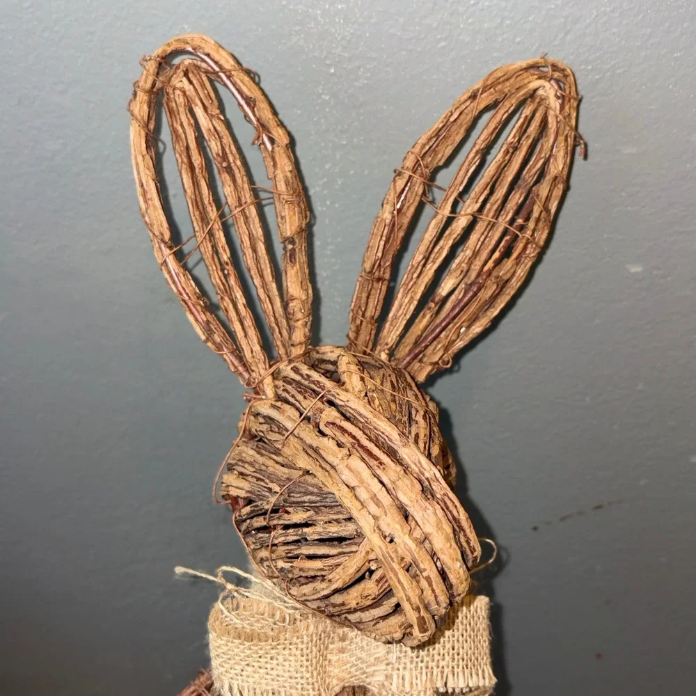 Accents | Rustic Vine Easter Bunny Figurine With Burlap Bow 21 Standing ...